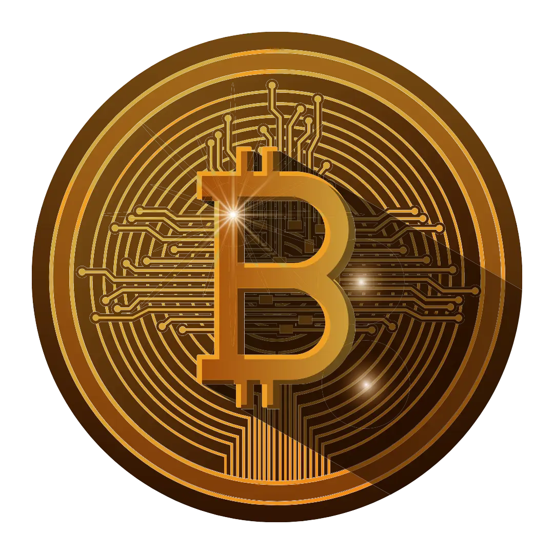 A coin with a Bitcoin logo